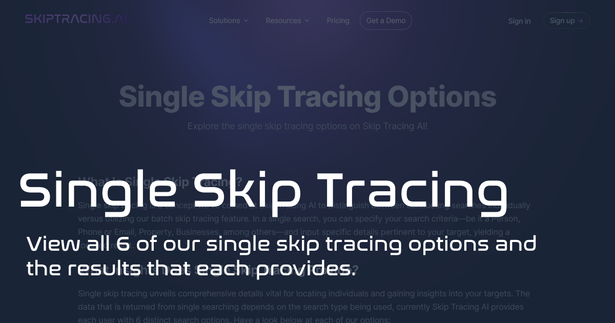 Single Skip Tracing | SkipTracingAI